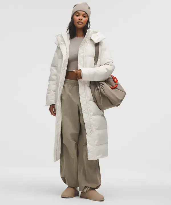 Lululemon Wunder Puff Long Jacket 600-Down-Fill - Light Ivory